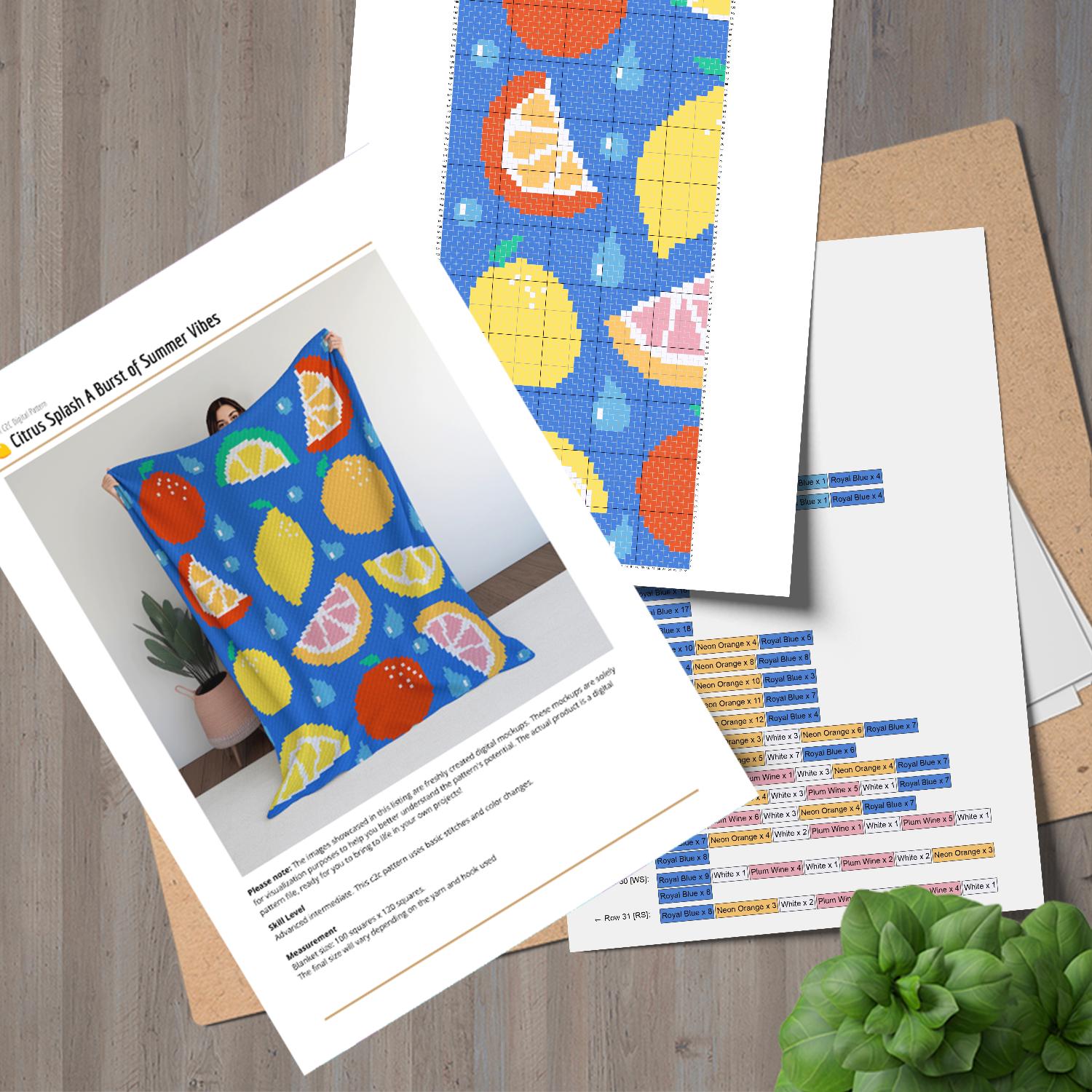 Citrus Splash C2C Crochet Blanket Pattern – A Burst of Summer Vibes C2C ...