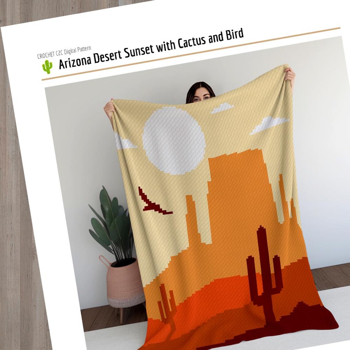 Arizona Desert Sunset Crochet Blanket Pattern: Southwest Pixel Art (PDF ...