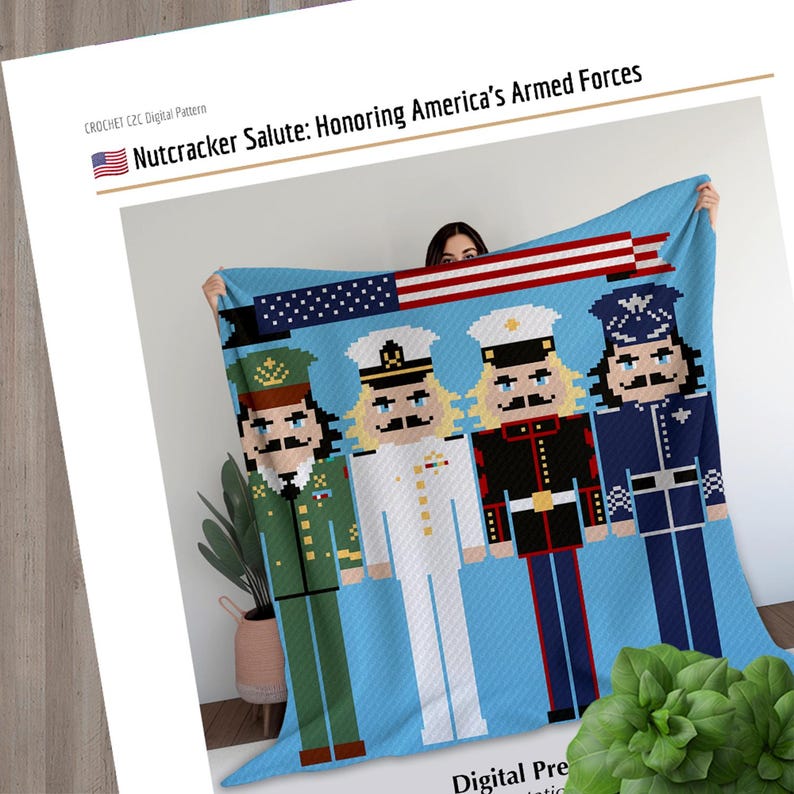 Nutcracker Salute: Honoring America’s Armed Forces C2C Crochet Digital ...