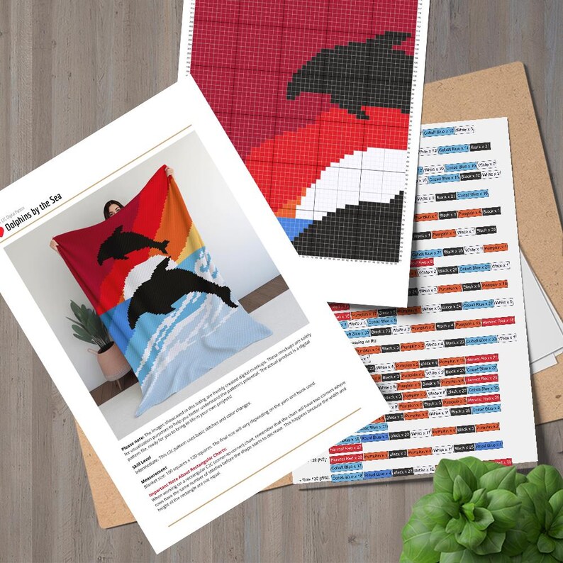 Dolphins by the Sea! C2C Blanket Crochet Digital Pattern - Etsy