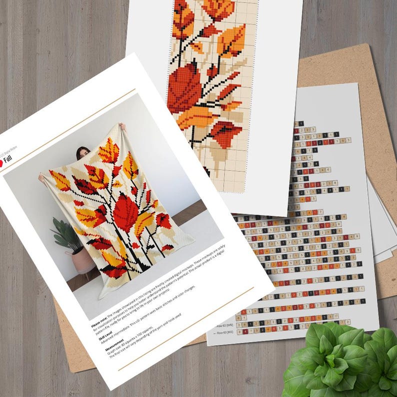 Fall in Love Modern Minimalist C2C Blanket Crochet Pattern With Autumn ...