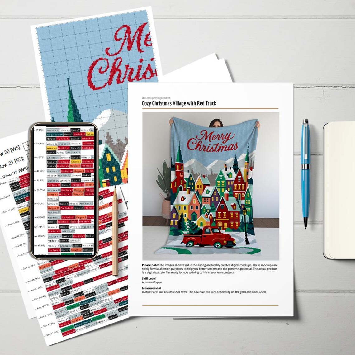 Christmas Village Crochet Blanket Pattern: Winter Town Graphgan (PDF ...