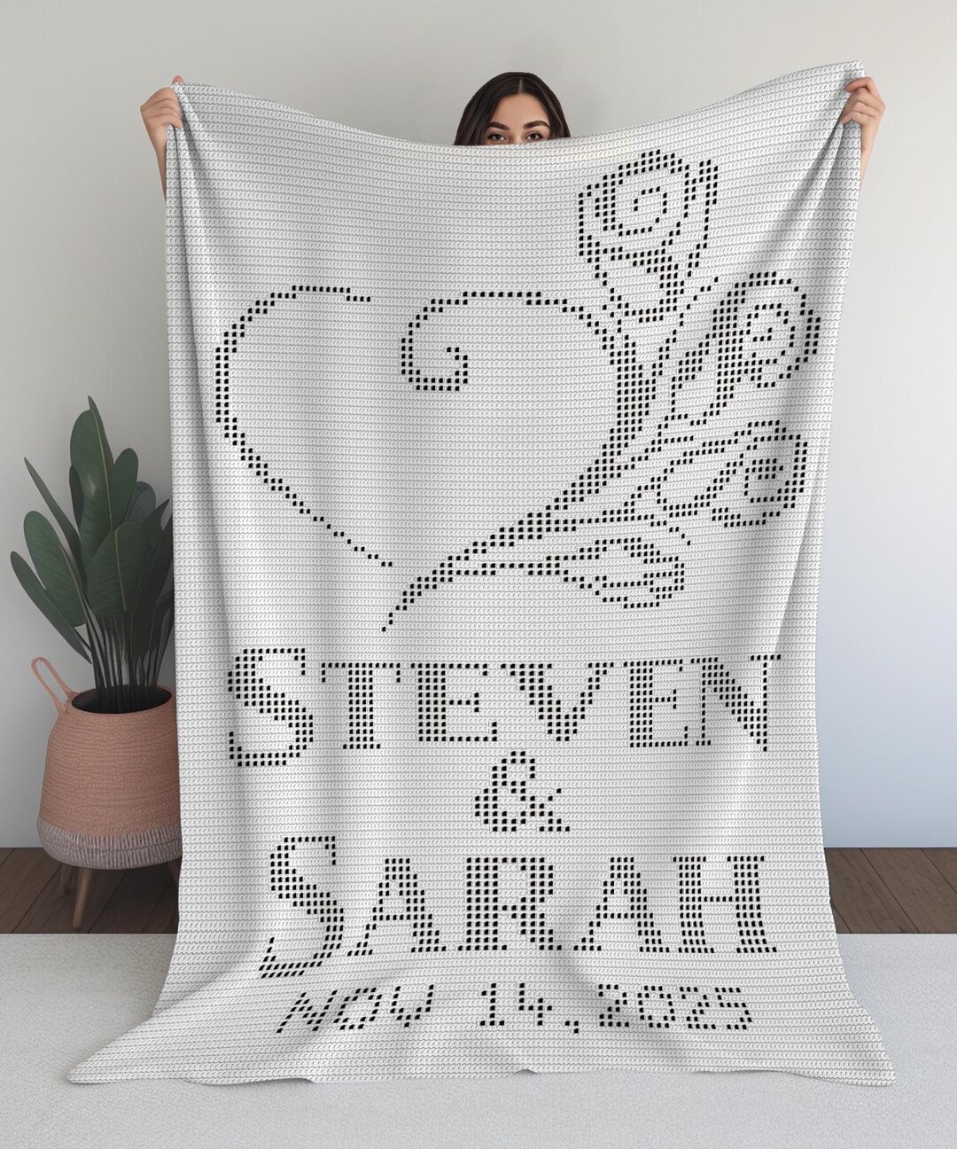 Custom Wedding Filet Crochet Pattern Personalized Names and Date ...