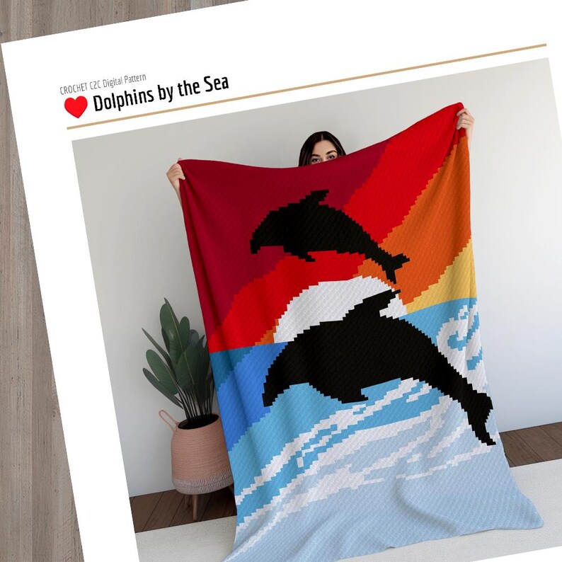 Dolphins by the Sea! C2C Blanket Crochet Digital Pattern - Etsy