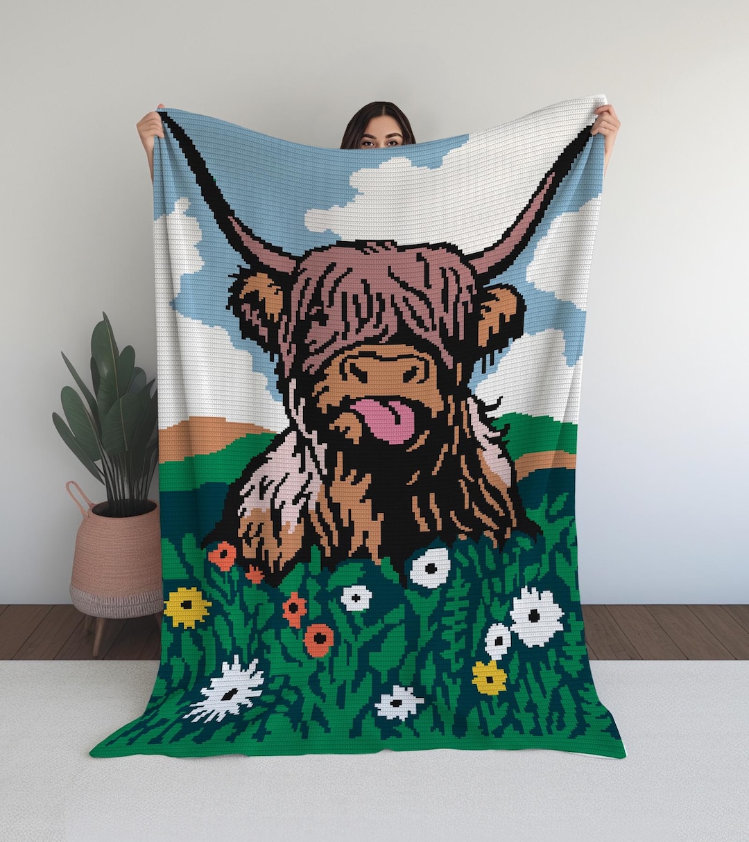 Highland Cow Crochet Blanket Pattern: Scottish Tapestry Afghan (PDF ...