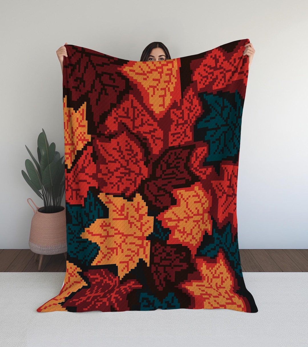 Love Fall! Autumn Leaves With Modern Touch Vibrant C2C Blanket Crochet ...