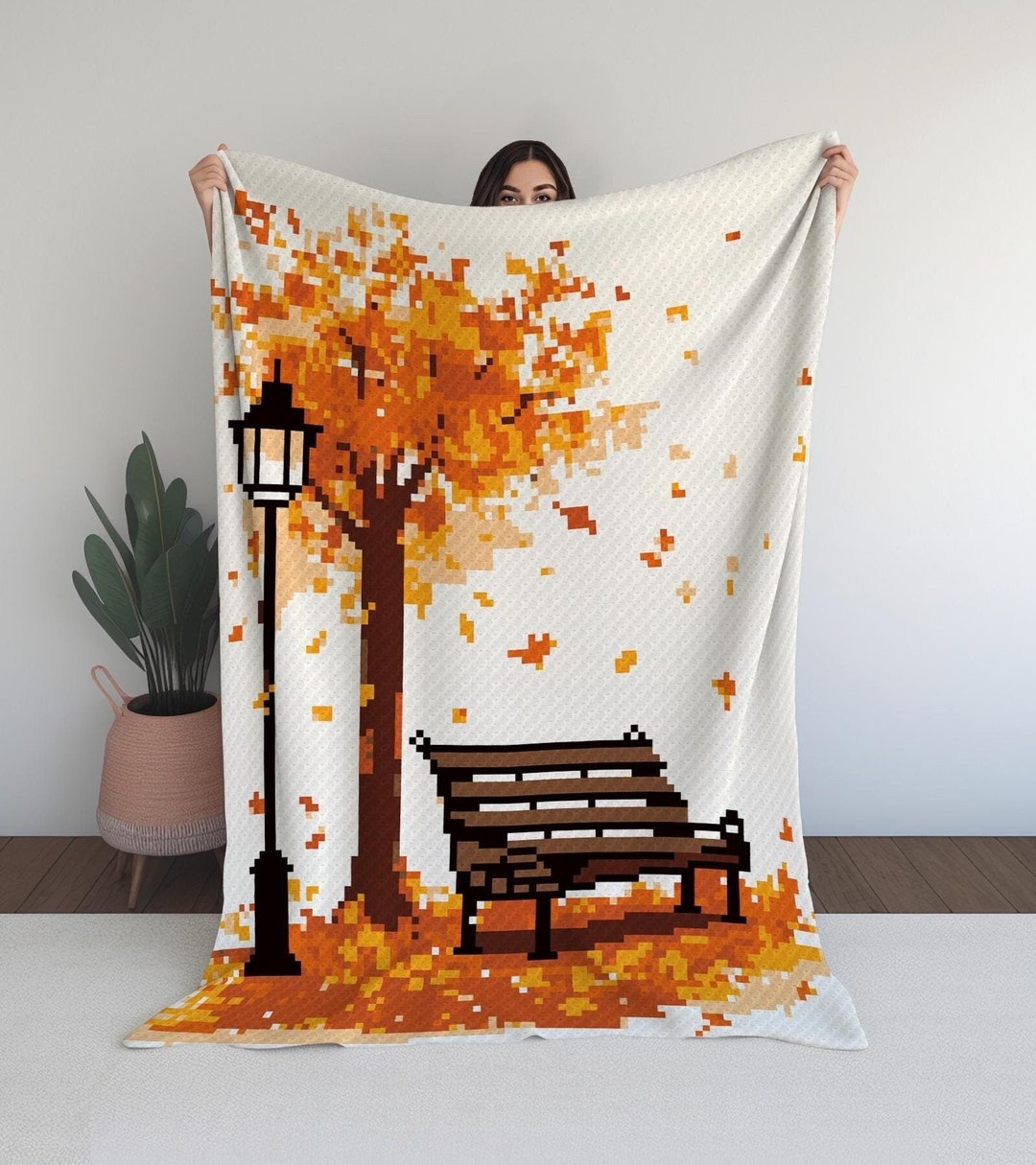Autumn Evening C2C Blanket Crochet Pattern – Lamp Post, Bench, and ...