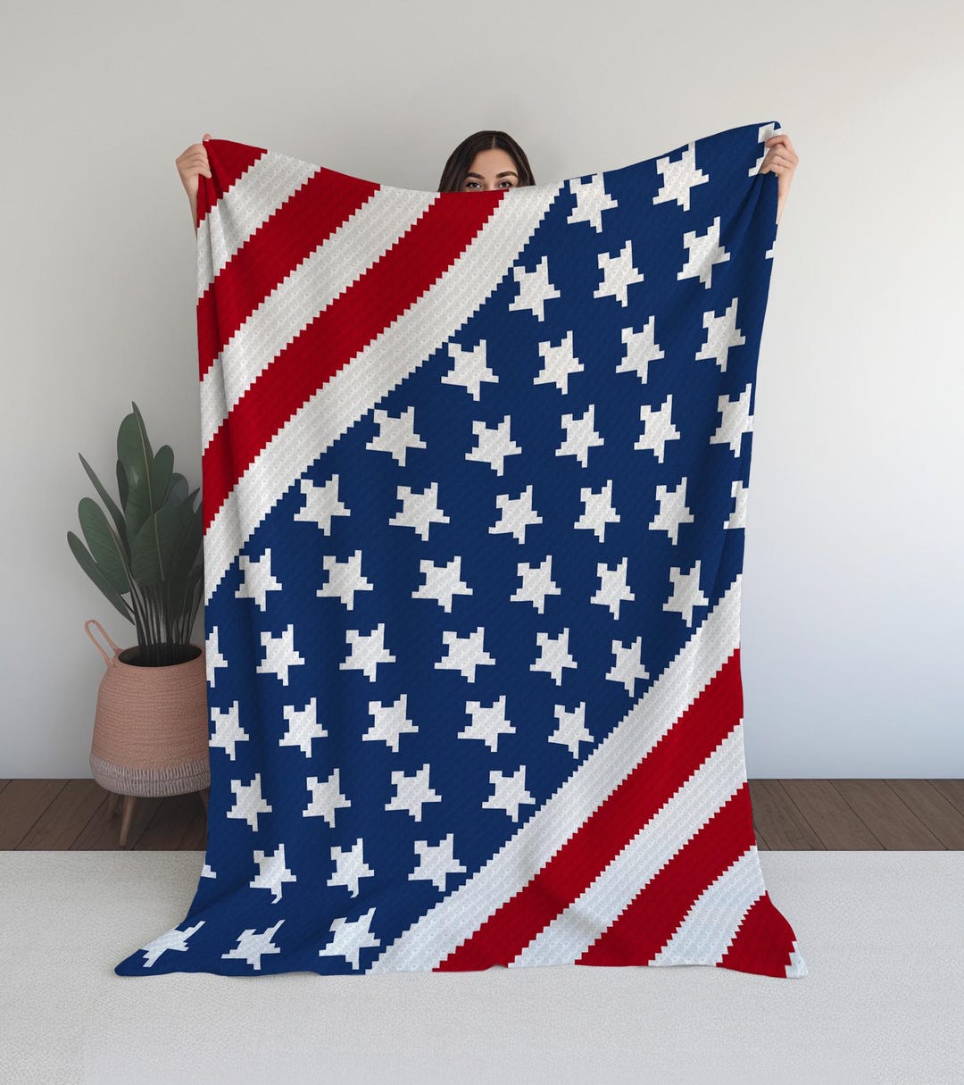 Modèle de couverture au crochet drapeau américain C2C : étoiles et ...