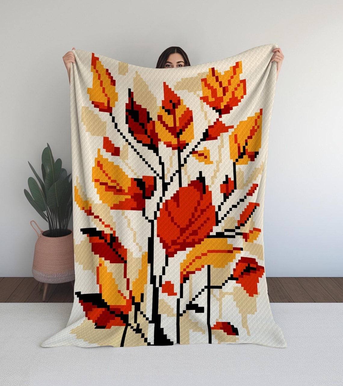 Fall in Love! Modern Minimalist C2C Blanket Crochet Pattern With Autumn ...