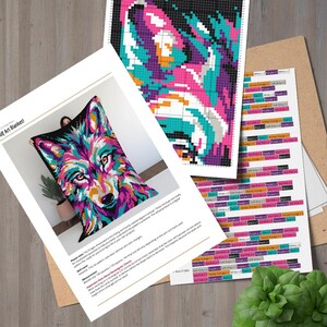 Colorful Wolf C2C Crochet Blanket Pattern: Modern Geometric Design ...
