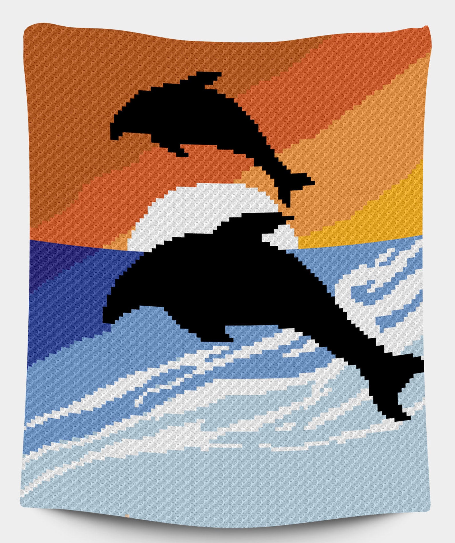 Dolphins by the Sea C2C Blanket Crochet Digital Pattern - Etsy