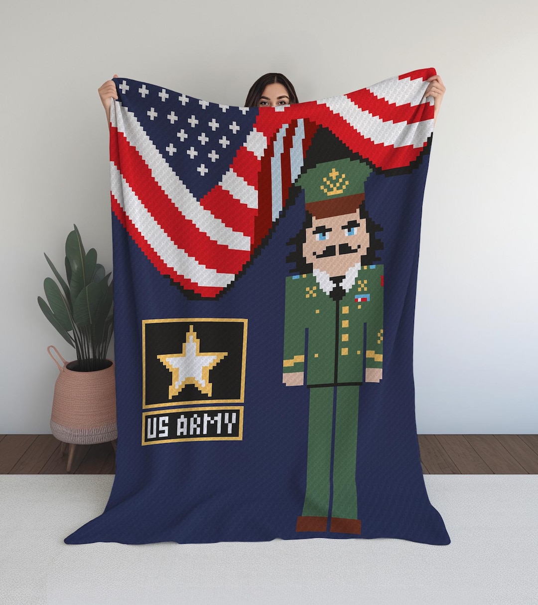 U.S. Army Star C2C Crochet Blanket Patriotic Handmade Gift for Veterans ...