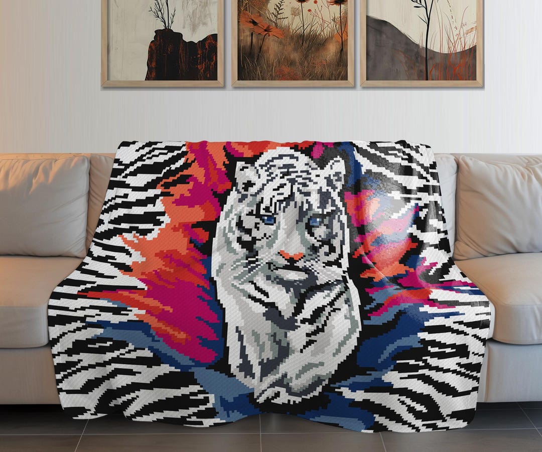 White Tiger Corner to Corner C2C Crochet Pattern, Bold Wildlife ...