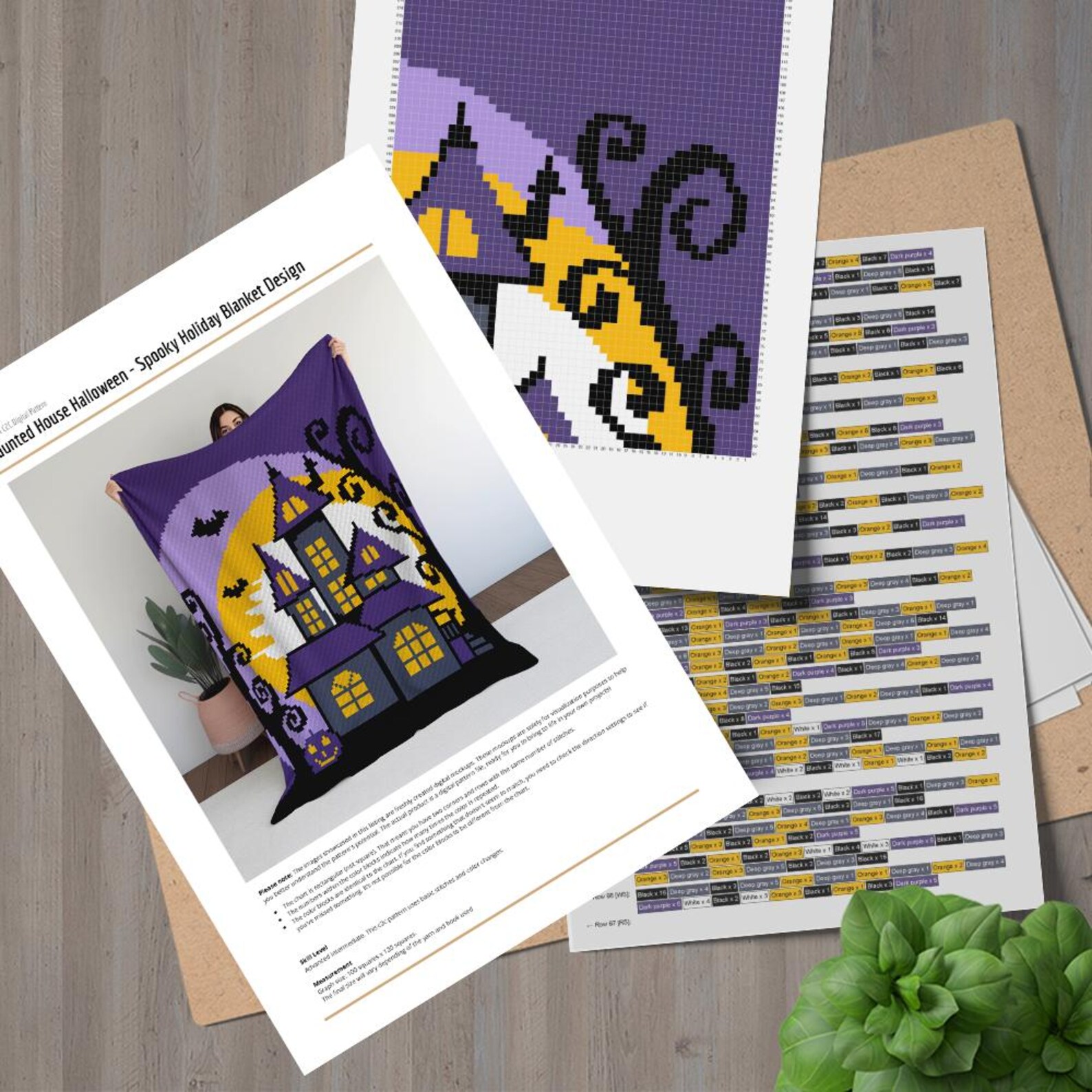 Haunted House Halloween C2C Crochet Pattern - Spooky Holiday Blanket ...