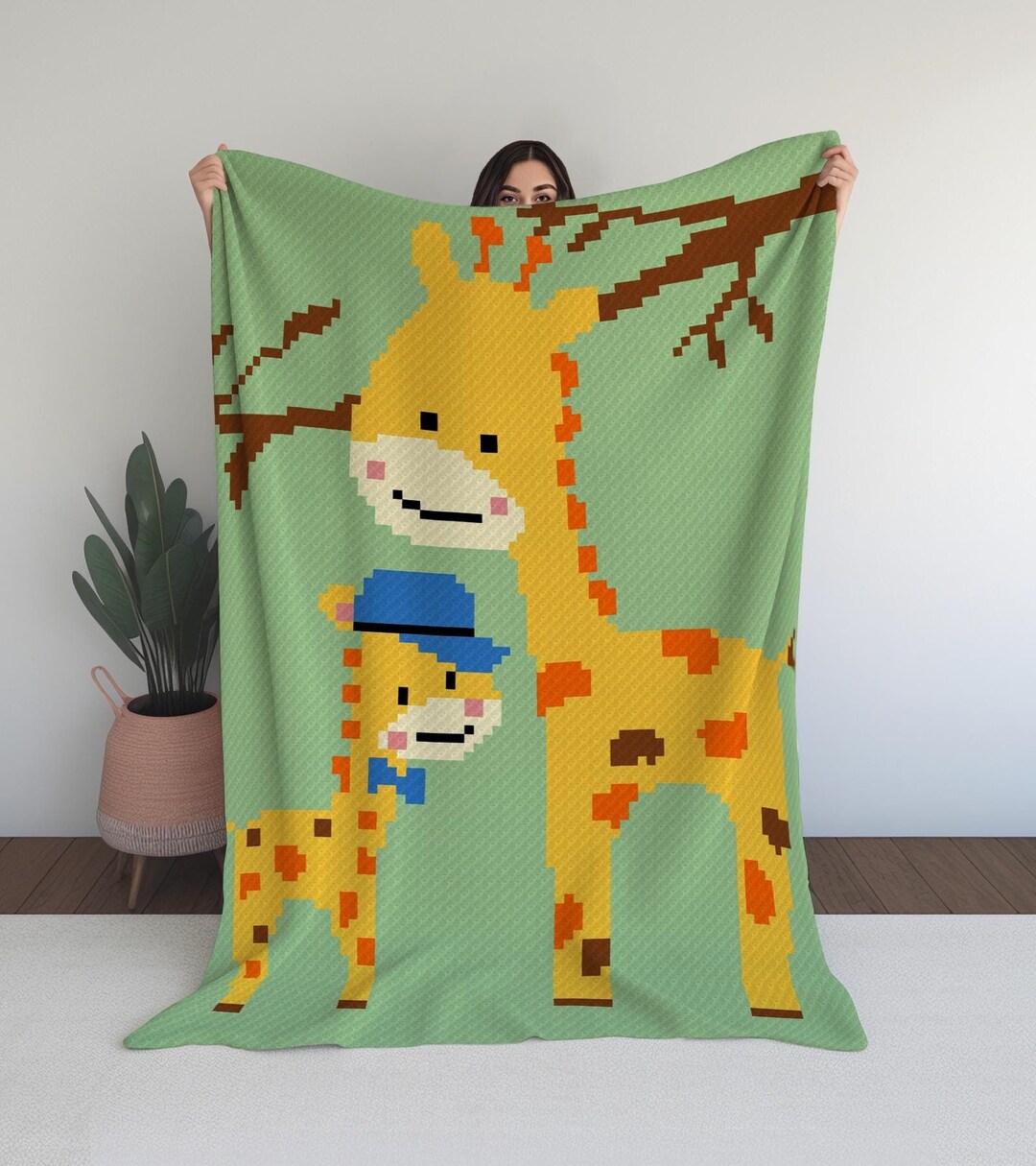 It's a Boy! Adorable Giraffe Mum and Baby C2C Crochet Blanket Digital ...