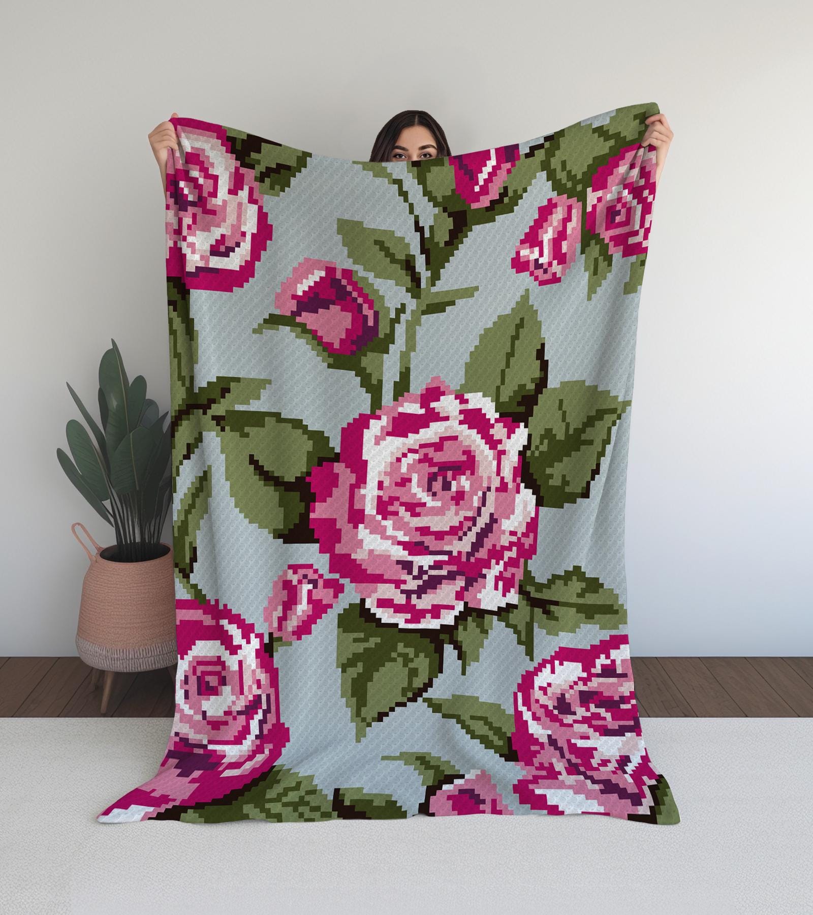 Roses Are Red, Roses Are Pink – Elegant Floral C2C Crochet Digital ...
