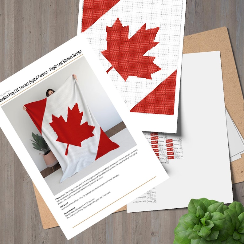 Canadian Flag C2C Crochet Digital Pattern – Maple Leaf Blanket Design ...