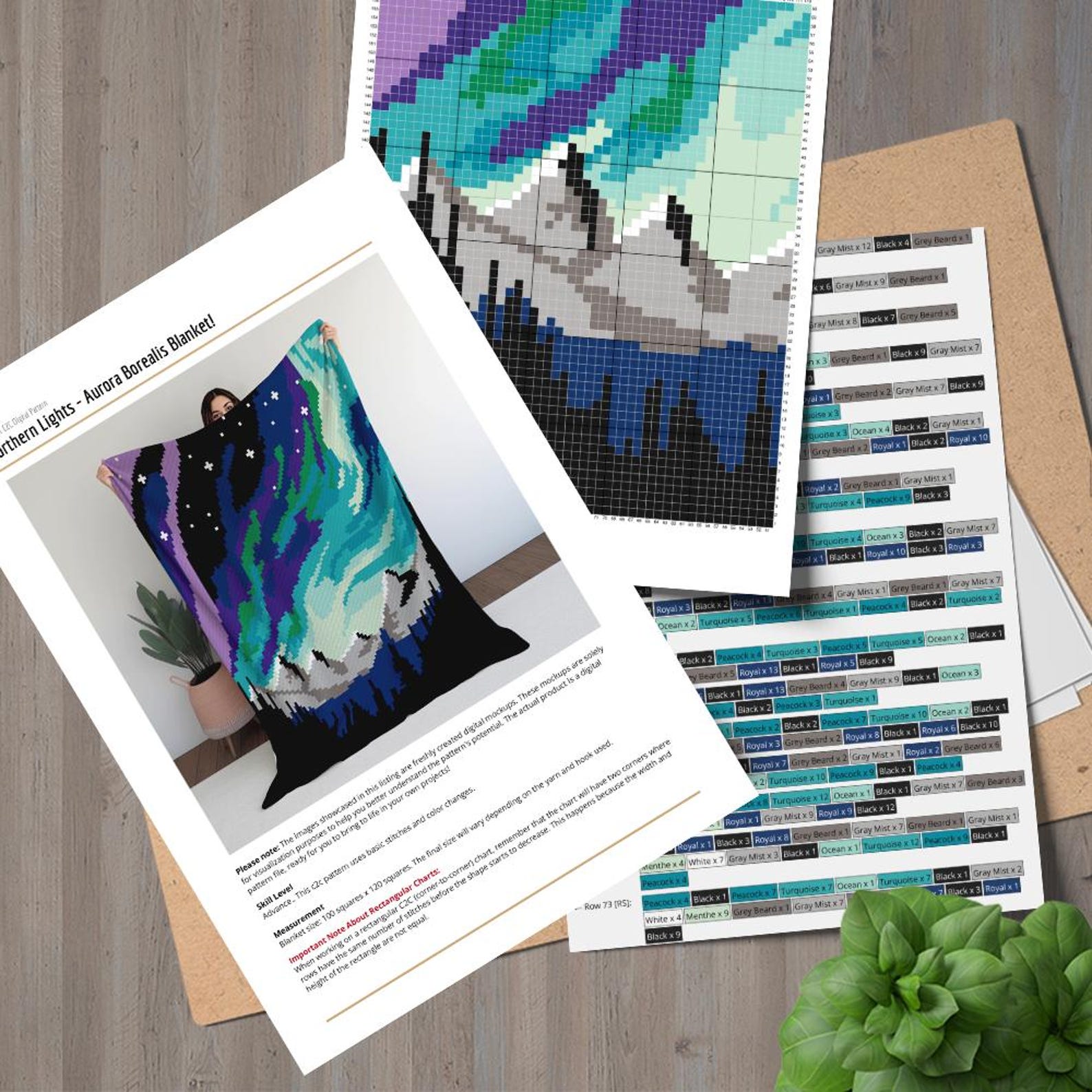 Northern Lights Crochet Blanket Pattern: Aurora Borealis C2C (digital ...