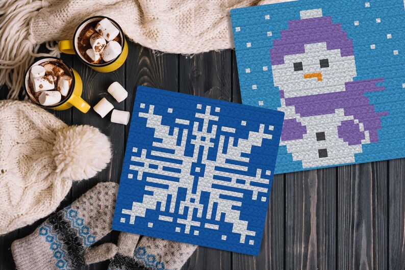 2 for 3 Deal Mosaic Graphgan Patterns Snowflake & Snowman ONLY Graph - Etsy