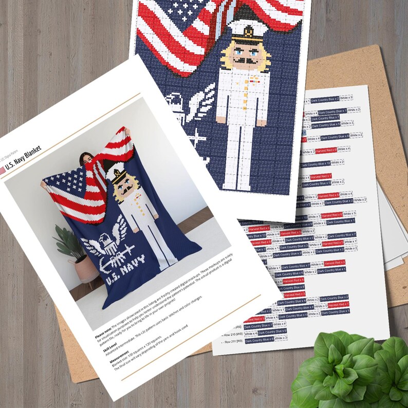 U.S. Navy Anchor and Eagle C2C Crochet Blanket Handmade Tribute Gift ...