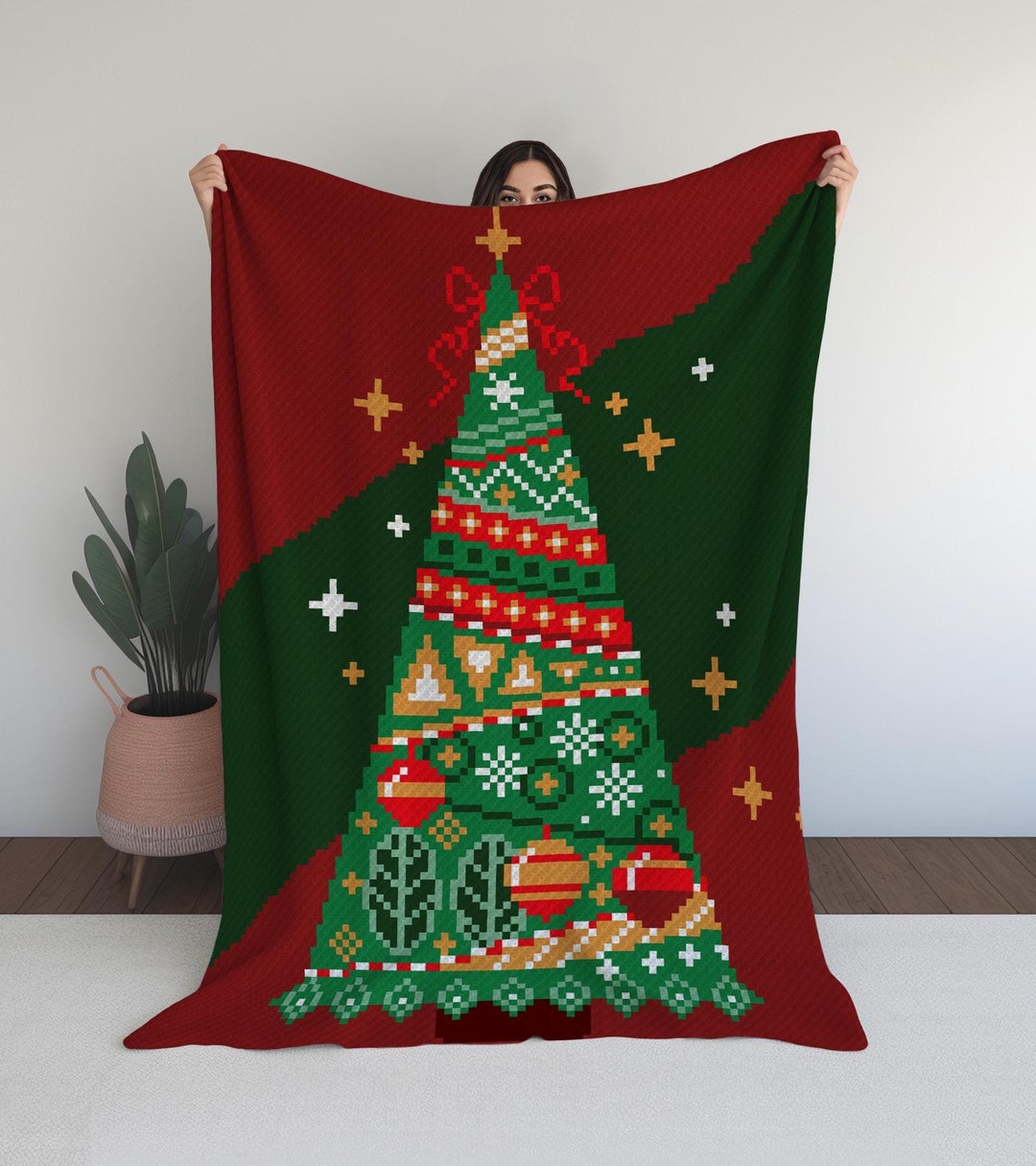 Classic Christmas Tree C2C Crochet Blanket Digital Pattern – Timeless ...