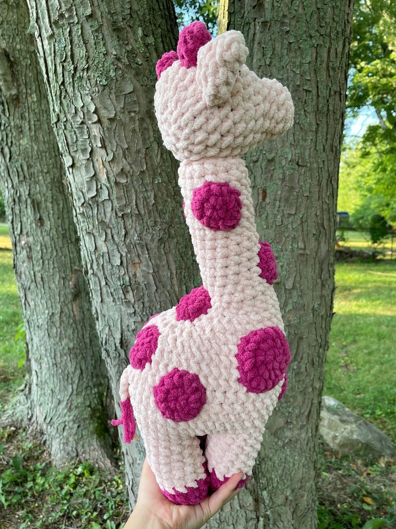 Light Pink Crochet Giraffe With Dark Pink Spots, Stuffed Animal Giraffe ...