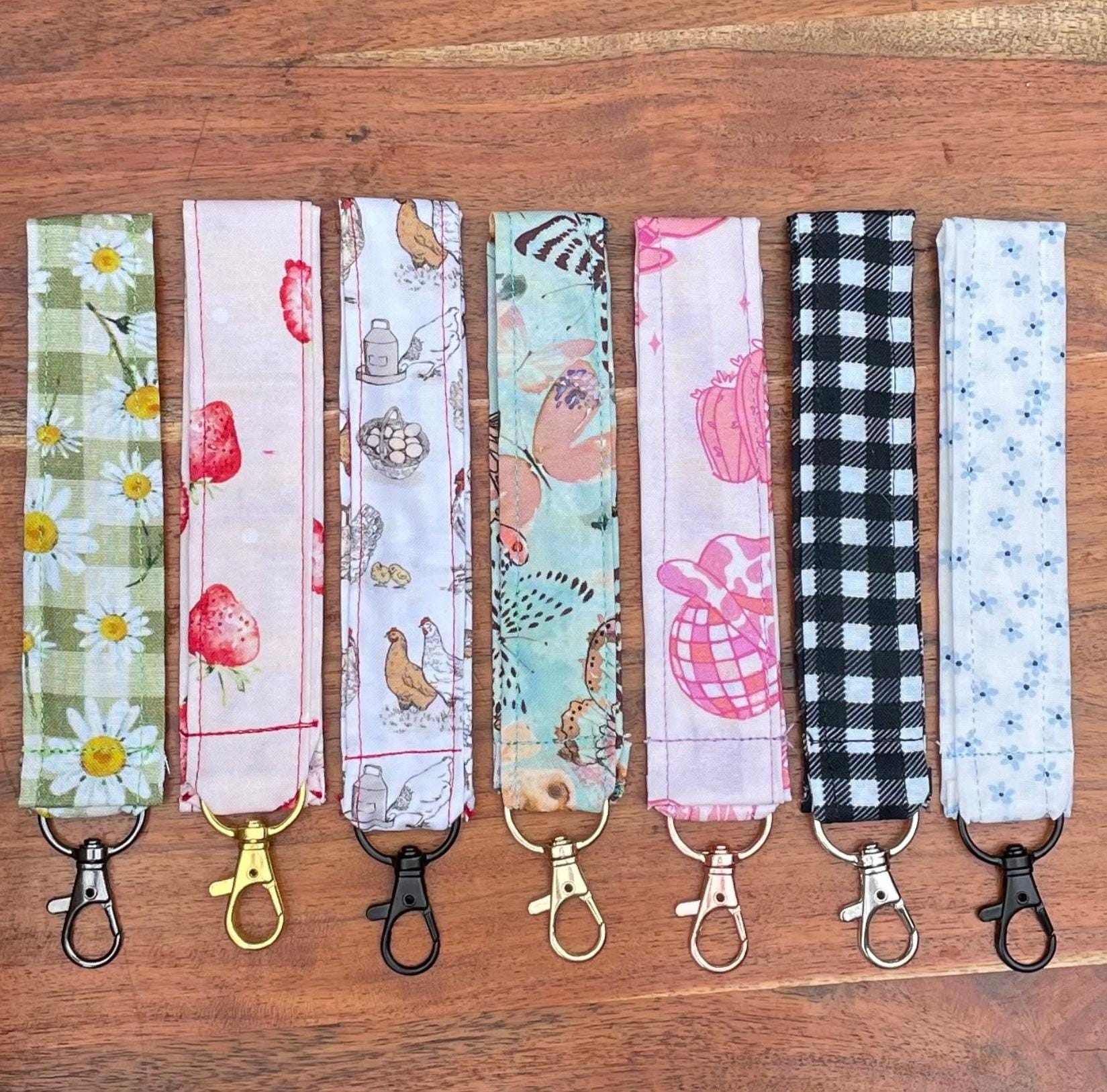 Wristlet Keychains, Cotton Fabric, Great for Car/house Keys, Strawberry ...
