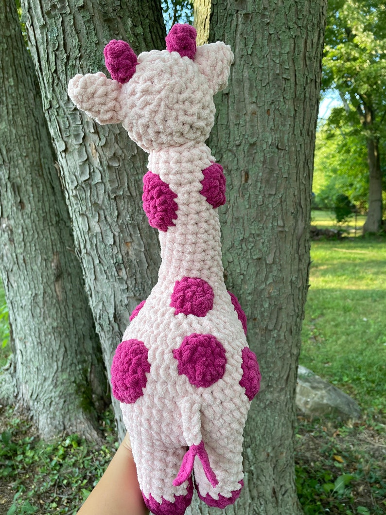 Light Pink Crochet Giraffe With Dark Pink Spots, Stuffed Animal Giraffe ...
