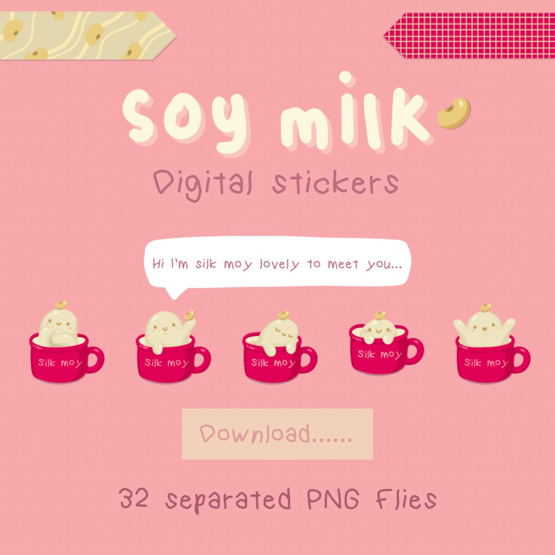 Digital Stickers Pack : Cute Soy Milk Planner Stickers for Goodnotes ...