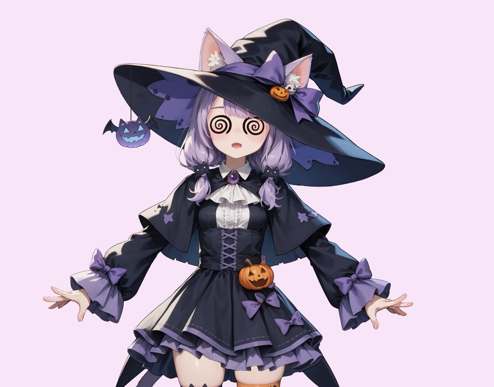 Chica bruja gatita Vtuber, modelo de Vtuber prediseñado, chica gato ...