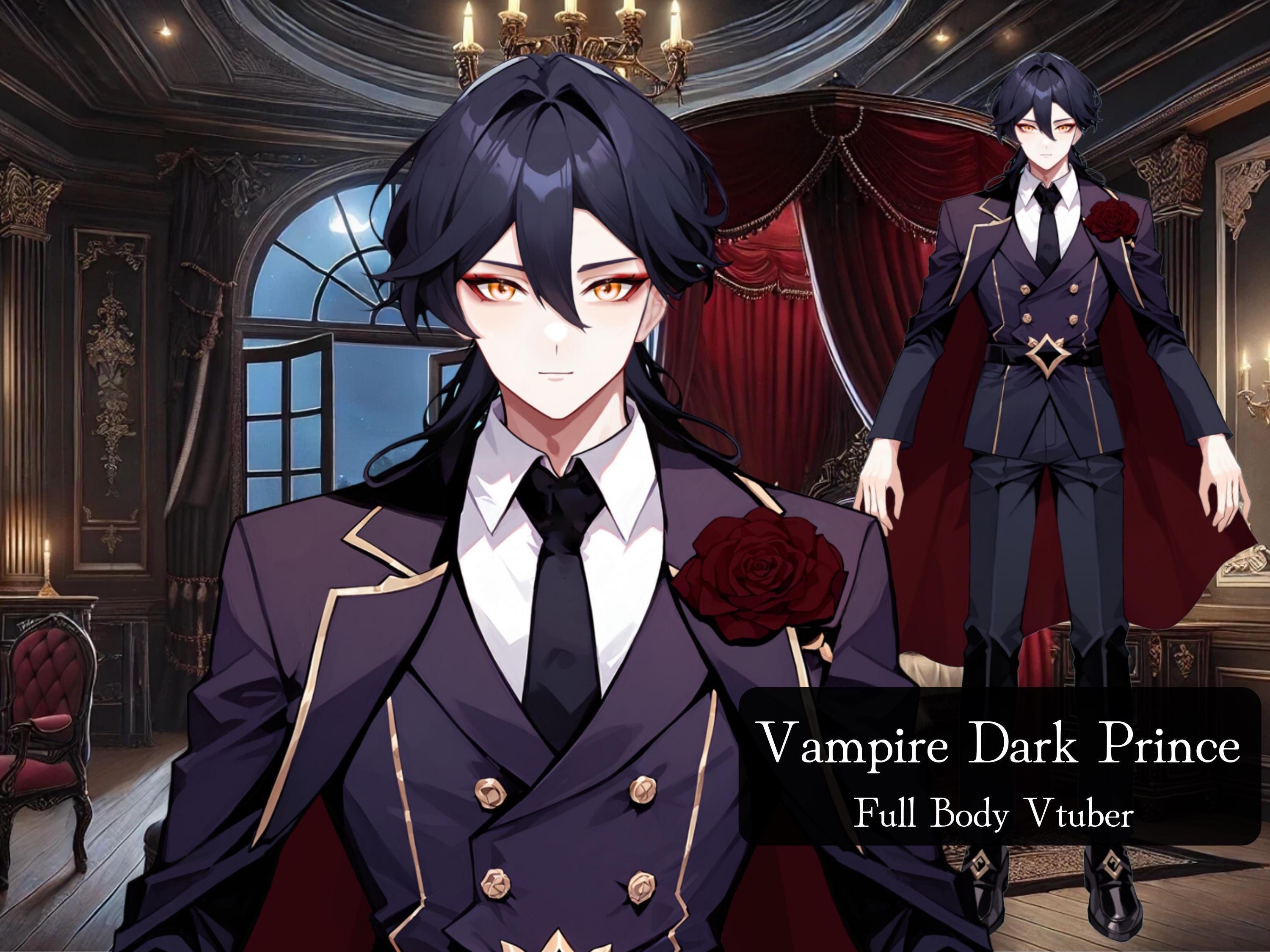 Vampire Dark Prince Vtuber, Premade Vtuber Model, Demon Boy Vtuber ...