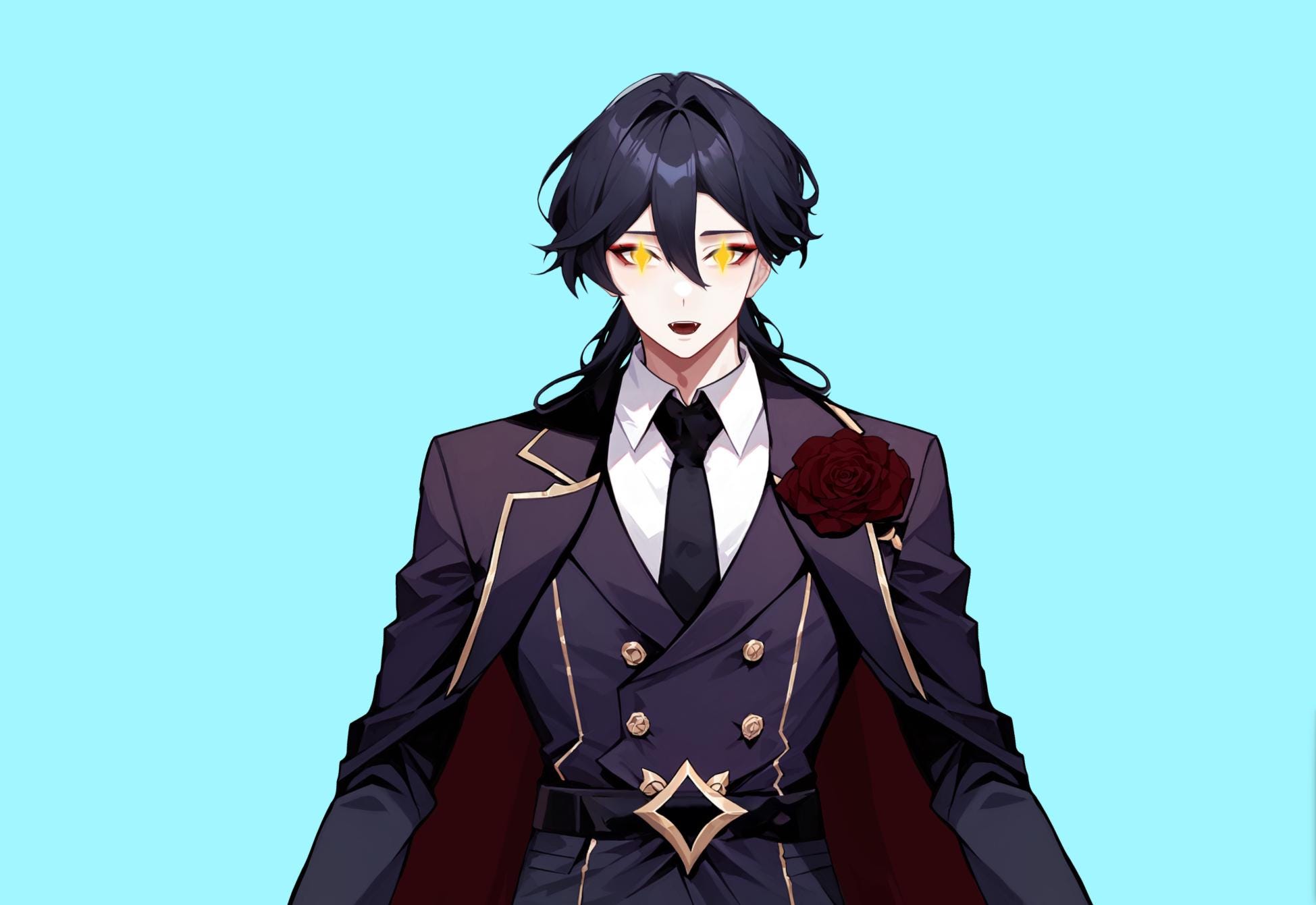 Vampire Dark Prince Vtuber, Premade Vtuber Model, Demon Boy Vtuber ...