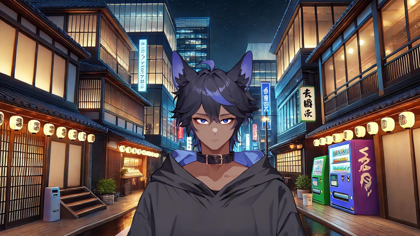 Hoodie Wolf Blue Male Vtuber, Premade Vtuber Model, Wol Boy Vtuber ...