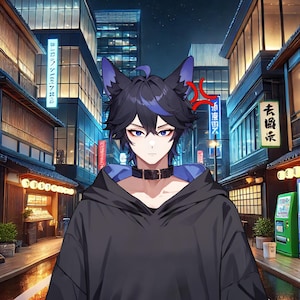 Hoodie Wolf Blue Male Vtuber, Premade Vtuber Model, Wol Boy Vtuber ...