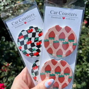 Ceramic Car Coasters, Cute Ceramic Car Coaster Set of 2 Car Coasters ...