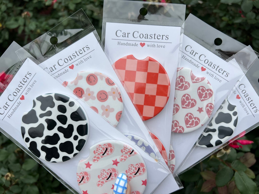 Ceramic Car Coasters, Cute Ceramic Car Coaster Set of 2 Car Coasters ...