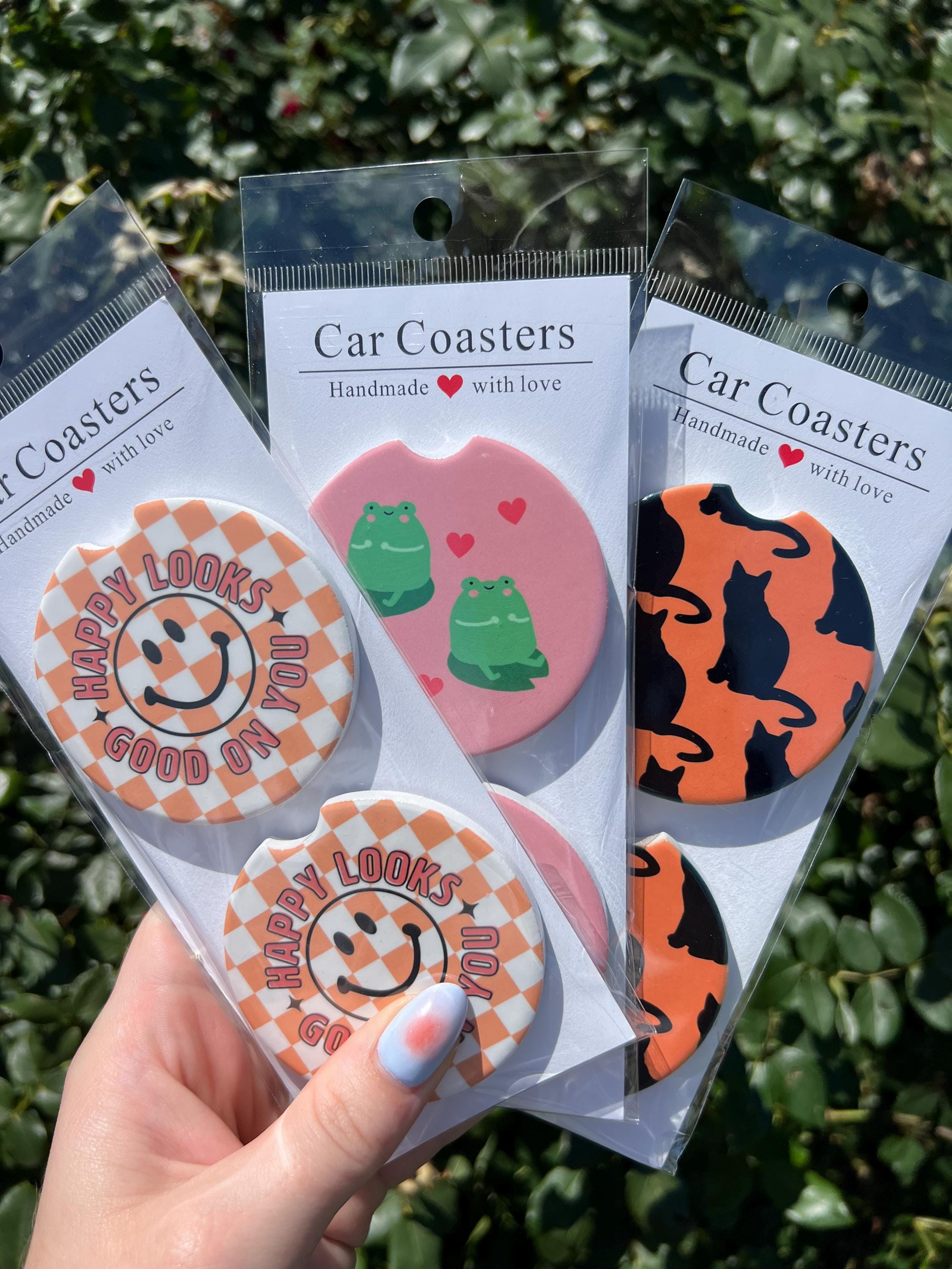 Ceramic Car Coasters, Cute Car Accessories, Set of 2 - Etsy
