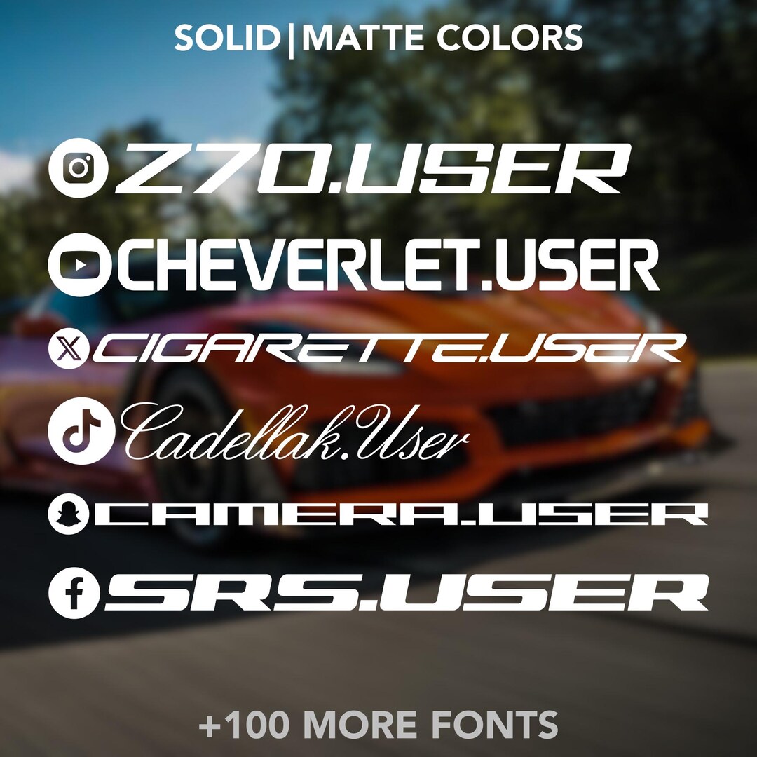 Custom Chevy Instagram Name Sticker Pair Chevy Text Decal Instagram ...