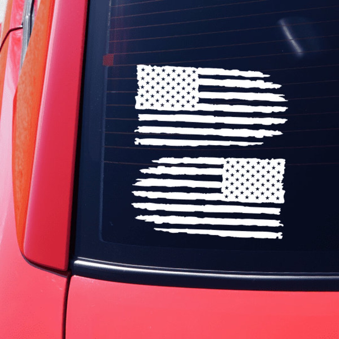 Distressed American Flag Decal Set, American Flag Sticker, USA Decal ...