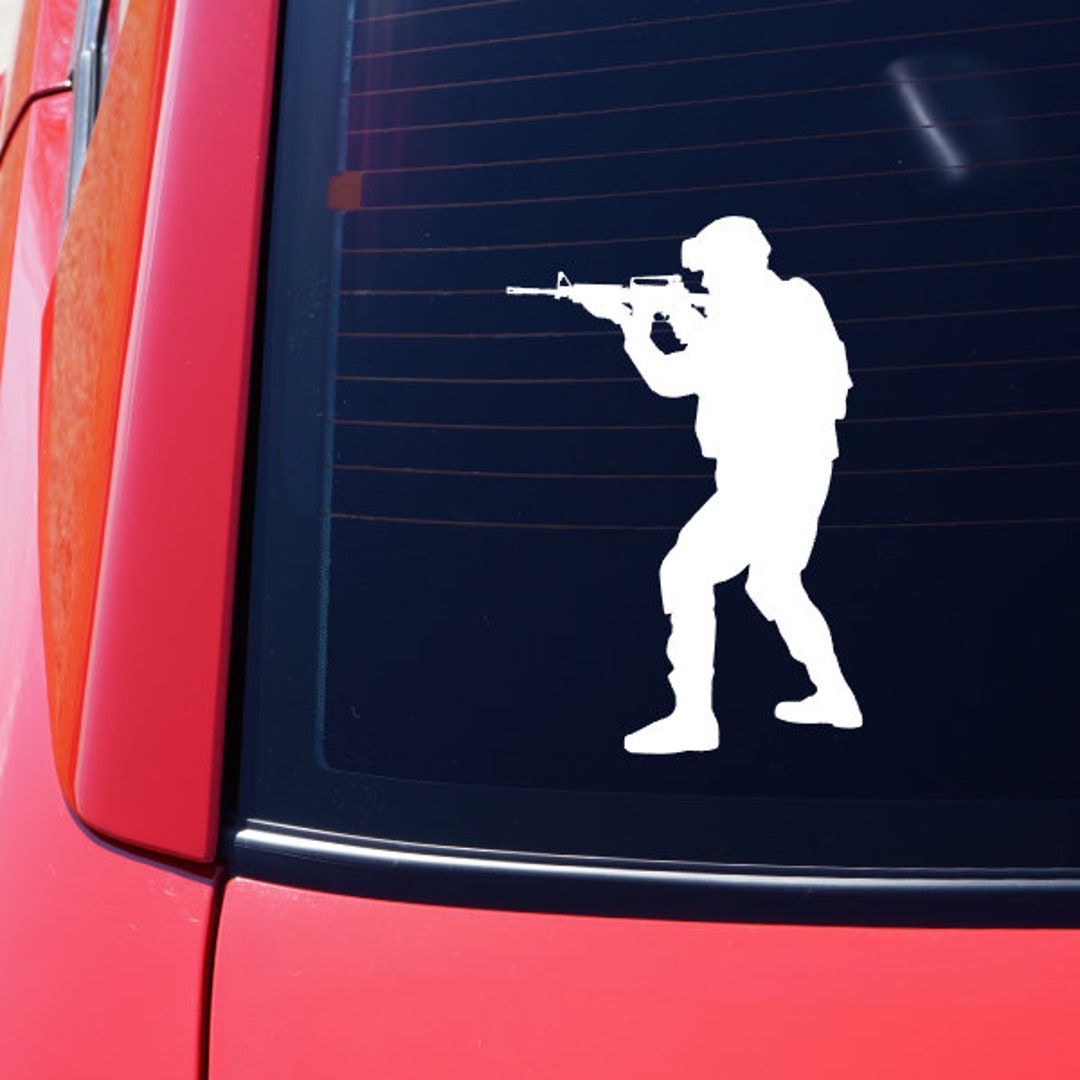 Soldier Silhouette Decal, Veteran Sticker, Military Sticker, Combat ...