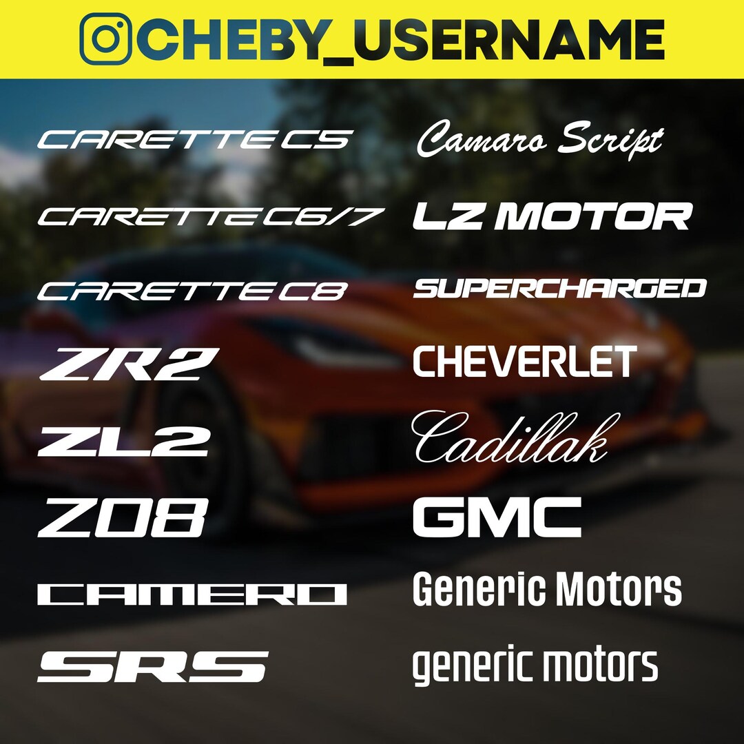 Custom Chevy Instagram Name Sticker Pair Text Decal IG Username Oil ...
