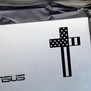 American Flag Cross Sticker Flag With Cross Decal American Flag With ...
