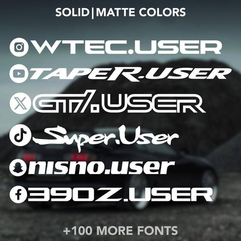 Custom JDM Instagram Name Sticker Pair Import Text Decal Instagram ...