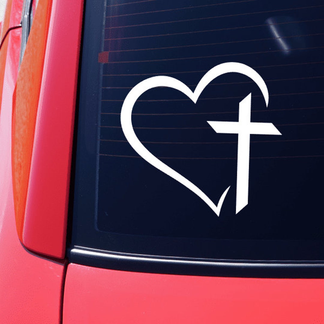 Jesus Cross Heart Decal Jesus Sticker Bible Decal Vinyl Transfer ...