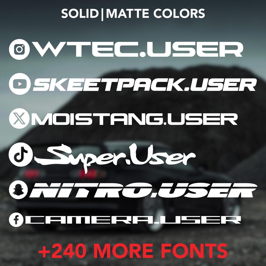 Custom Car Instagram Name Sticker Pair Text Decal Instagram Username IG ...