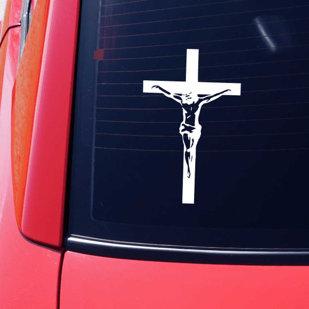 Jesus on Cross Decal Jesus Sticker Bible Decal Vinyl Transfer Sticker ...