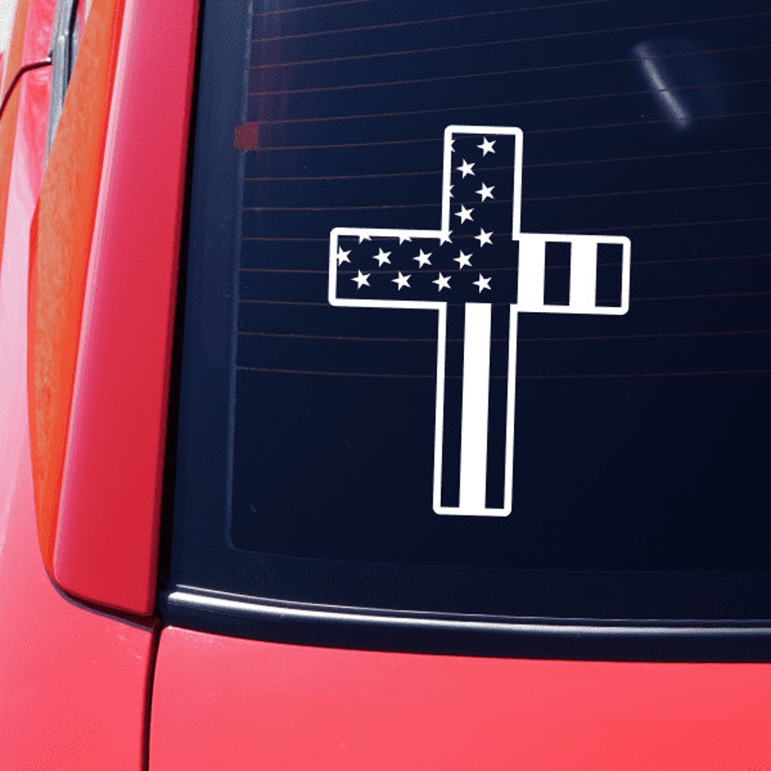 American Flag Cross Decal Jesus Sticker Bible Decal Vinyl Transfer ...