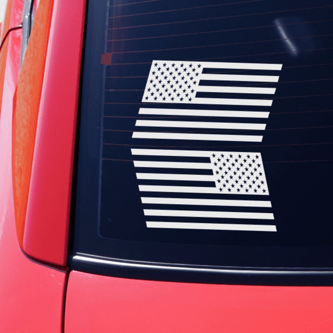 Slanted American Flag Decal Set, American Flag Sticker Pair, USA Decal ...