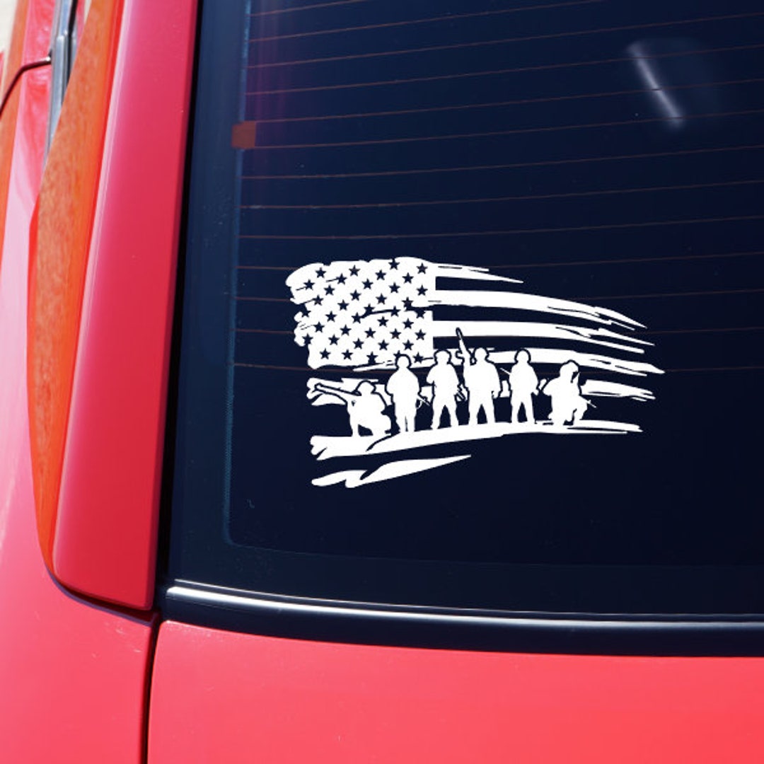 Military American Flag Decal, Veteran Sticker, Military Sticker, Combat ...