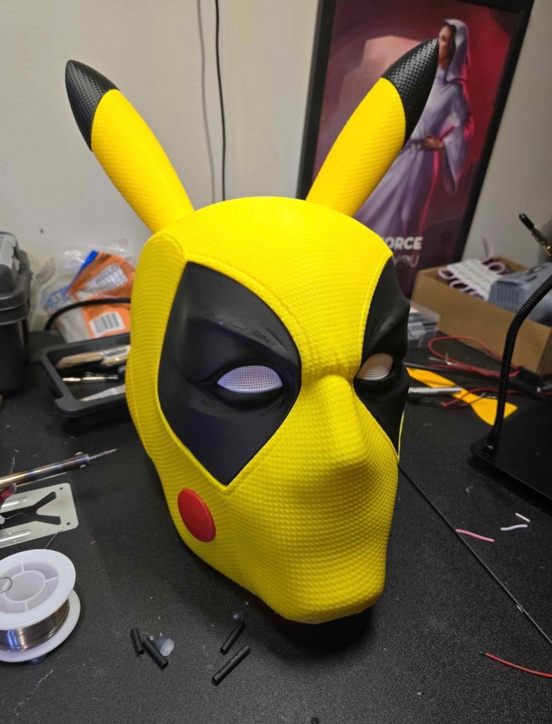 Pikapool 3d-printed Mask Pikachu X Deadpool Mashup, Magnetic Assembly ...